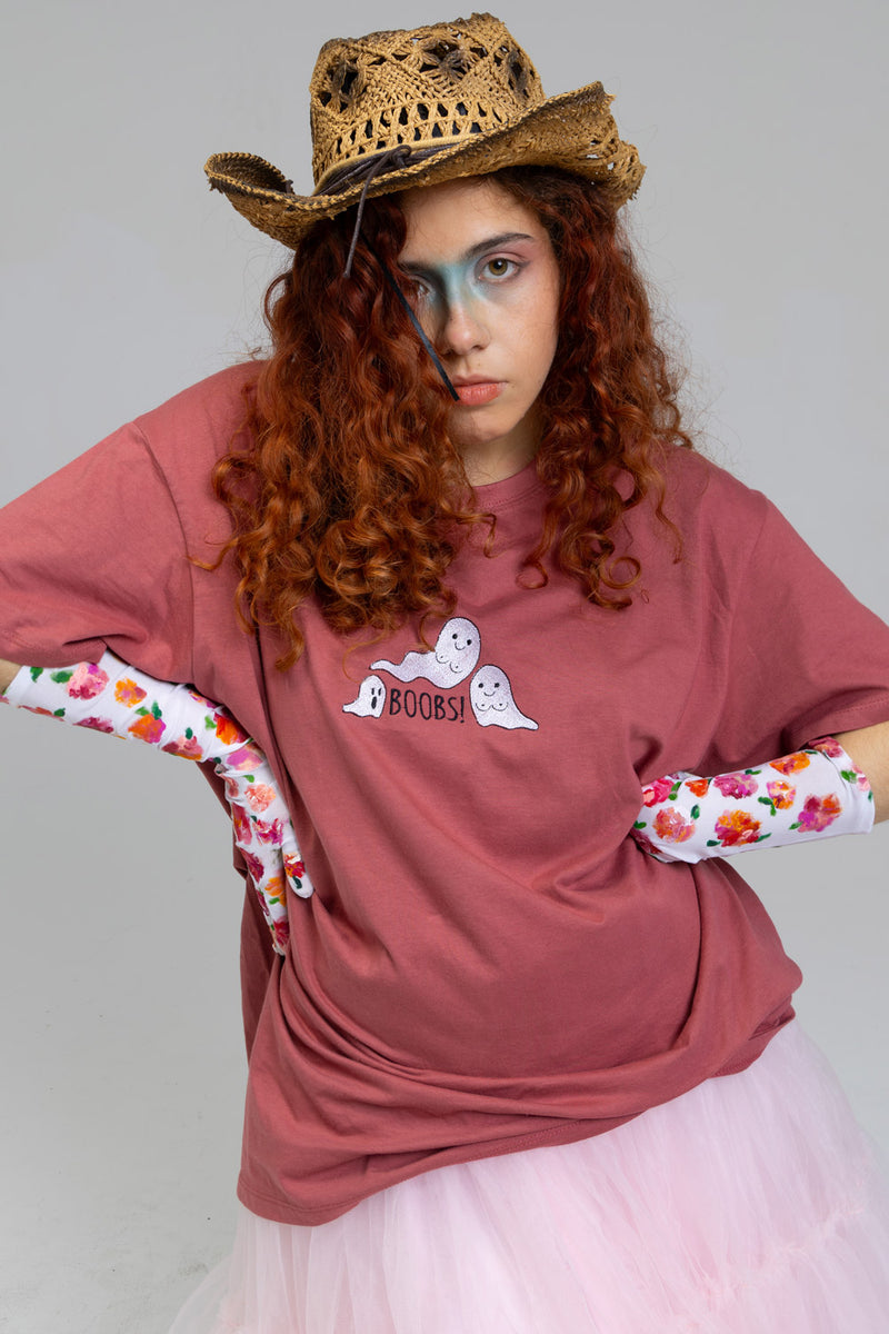 Boobs – Embroidered Tee – Sara's Threads